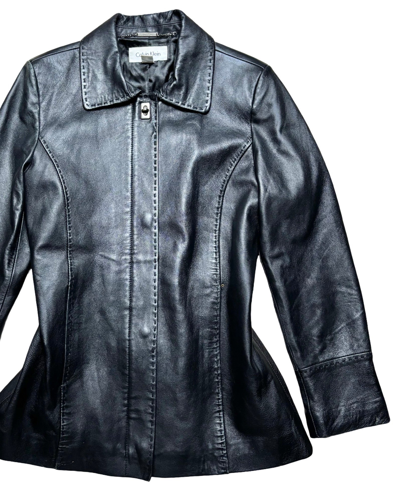 Calvin Klein 90’s Leather Jacket | Size M – Cherry Collective